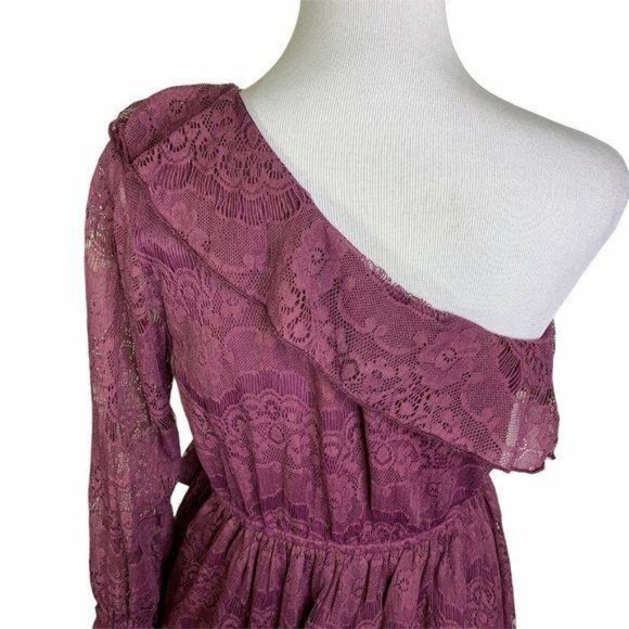RAGA | Dresses | Raga Lace Ruffle One Shoulder Elastic Waist Dress | Poshmark
